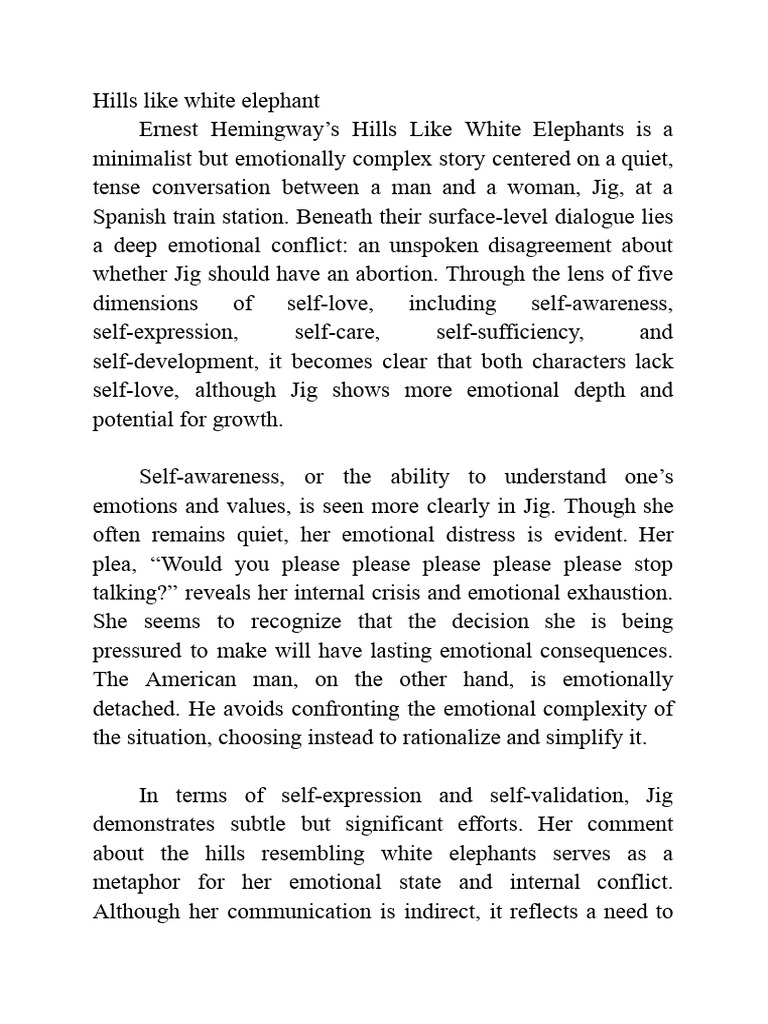 Hills Like White Elephant | PDF | Social Psychology | Psychological ...