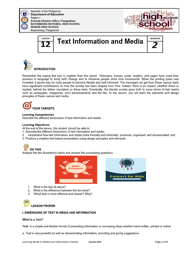 MIL Lesson 12 SY 22 23 1 | PDF | Typefaces | Serif