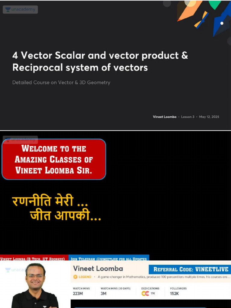 4 Vector Scalar and Vector Product Reciprocal System of Vectors No Anno ...