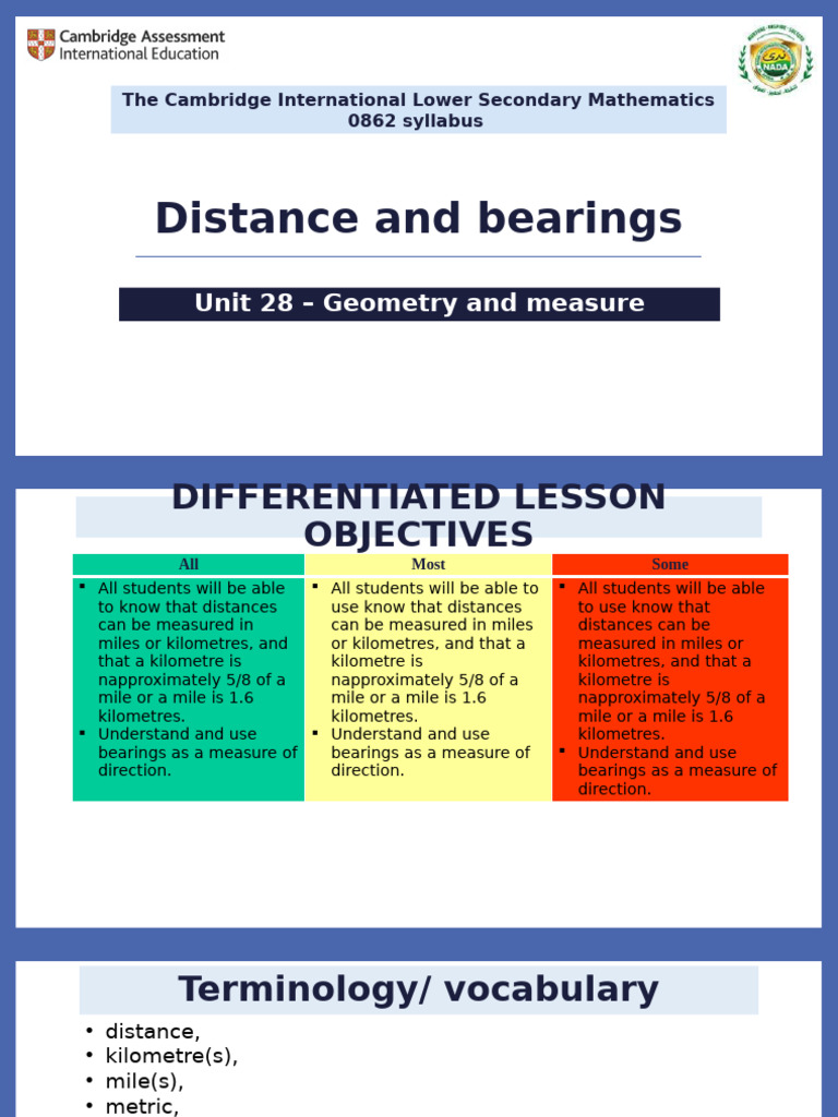 Unit 28 - Distance and Bearings | PDF | Distance | Worksheet