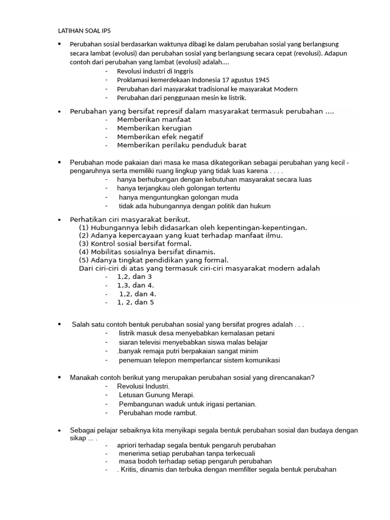 Latihan Soal Ips | PDF