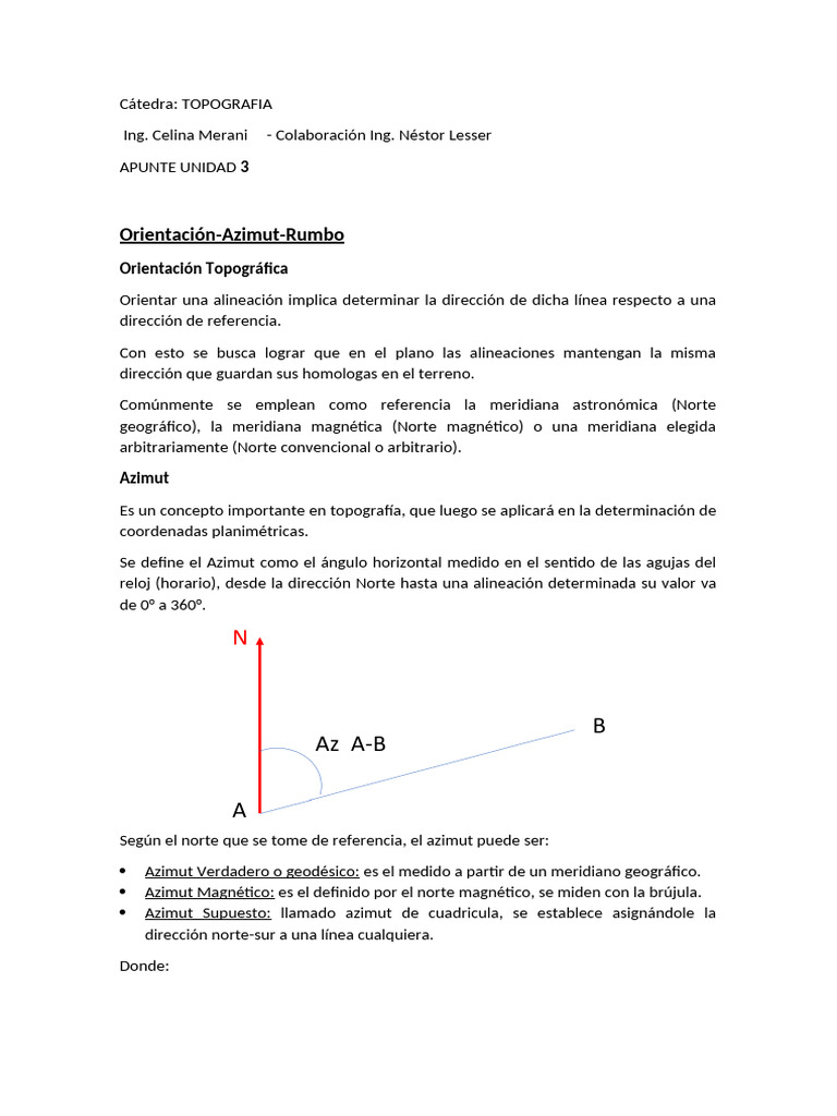 06-Orientación Azimut Rumbo | PDF | Azimut | Geofísica