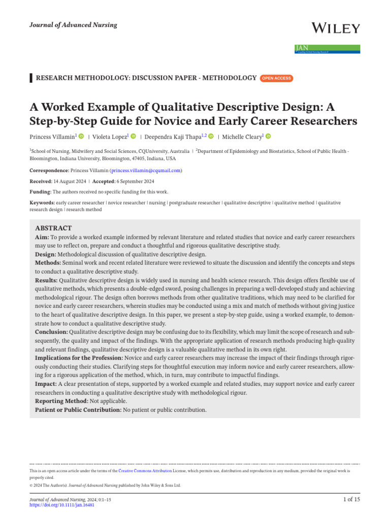 Guide to Qualitative Descriptive Design | PDF | Qualitative Research ...