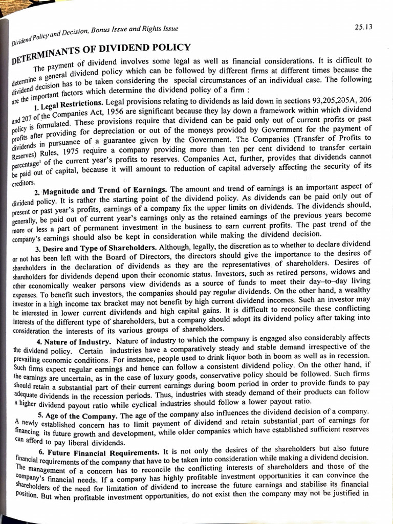 Determinants of Dividend Policy | PDF | Dividend | Business Economics