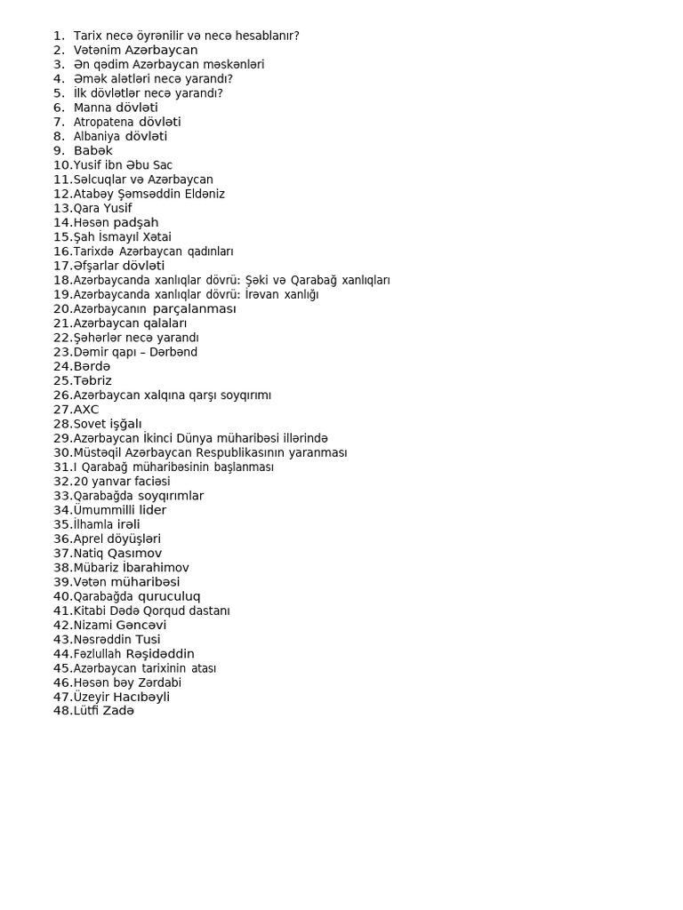 Tarix 5ci Sinif | PDF