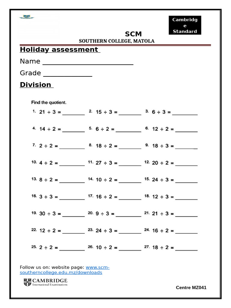 Holiday Assessment | PDF
