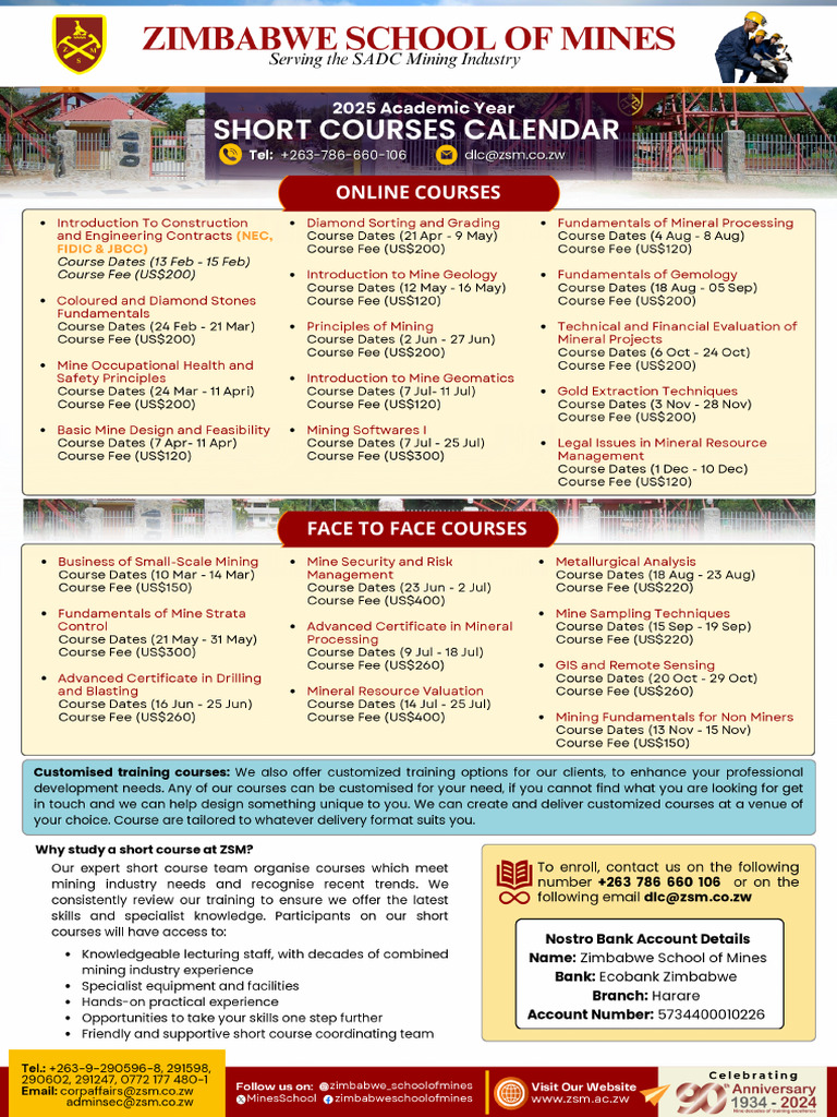 2025 Short Courses Calendar | PDF