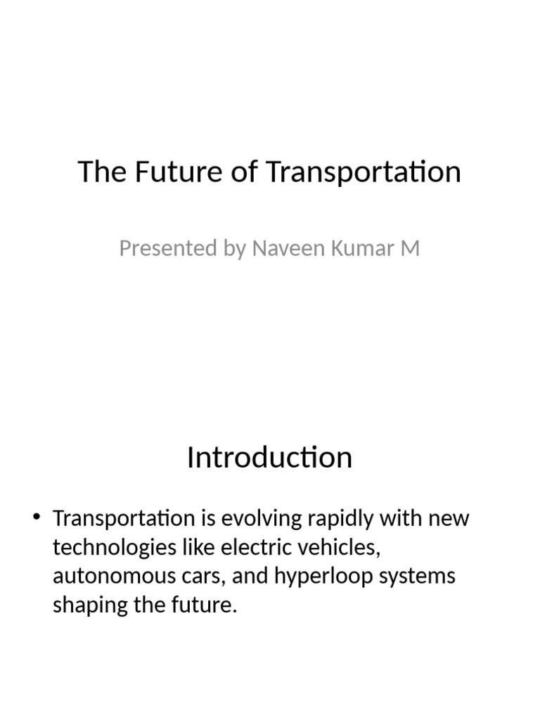 Future Transportation Innovations Explained | PDF