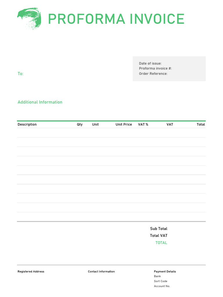 Proforma Invoice Template | PDF