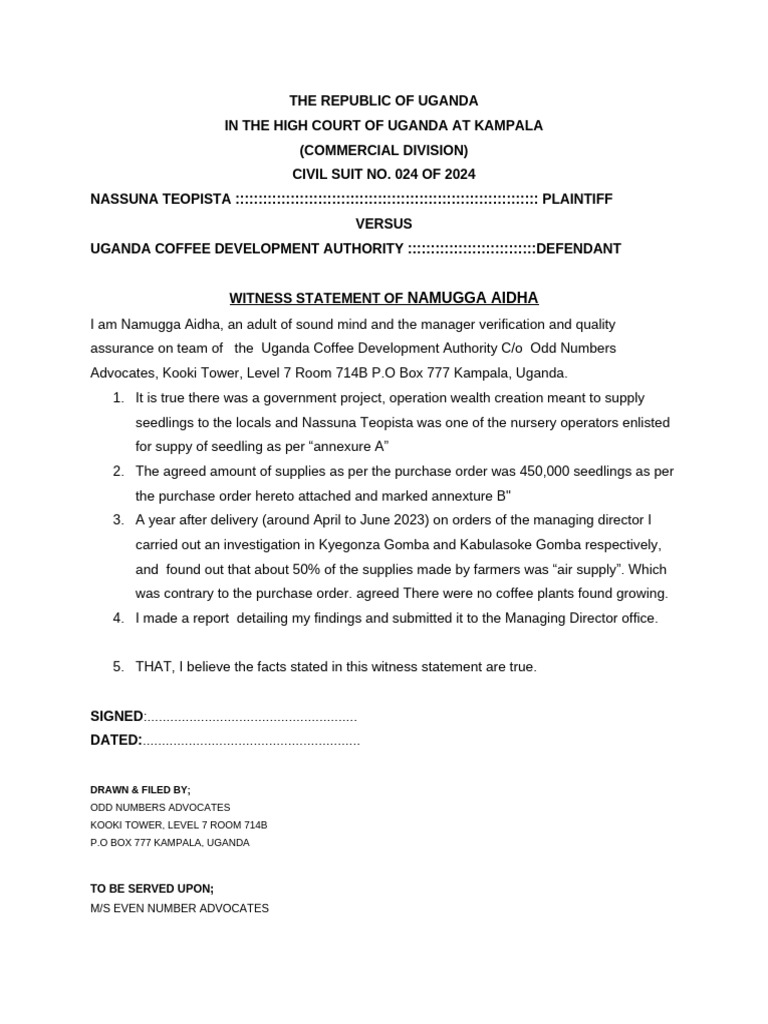 Written Statement of The Supervisor | PDF