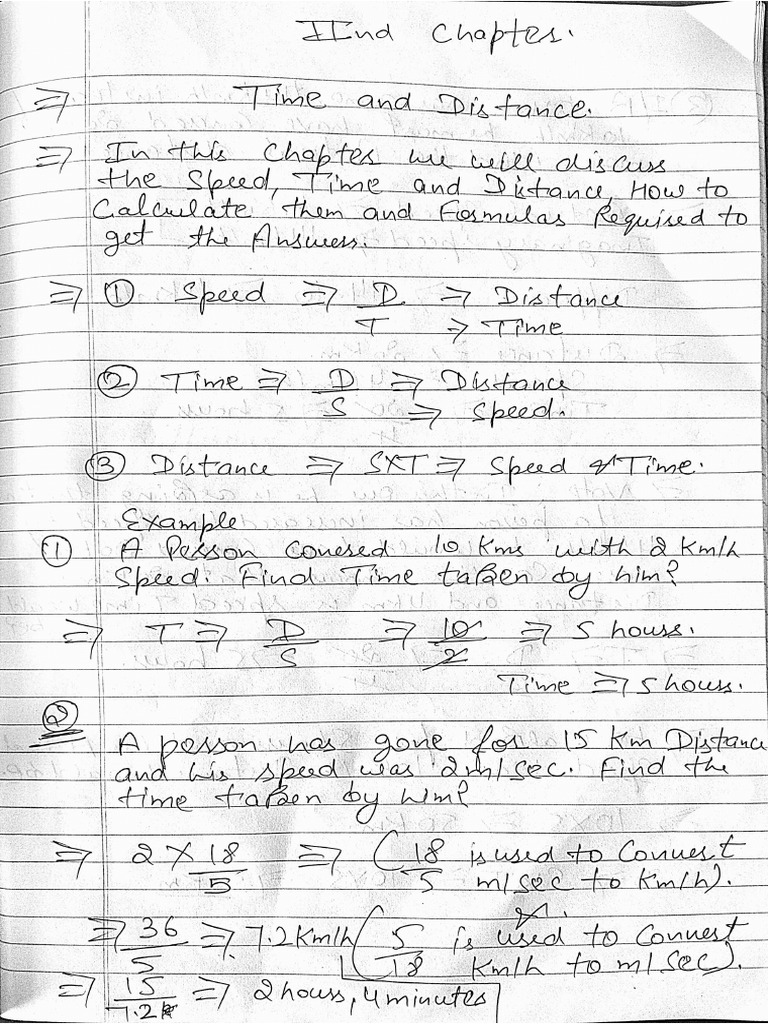 Time and Distance Notes | PDF
