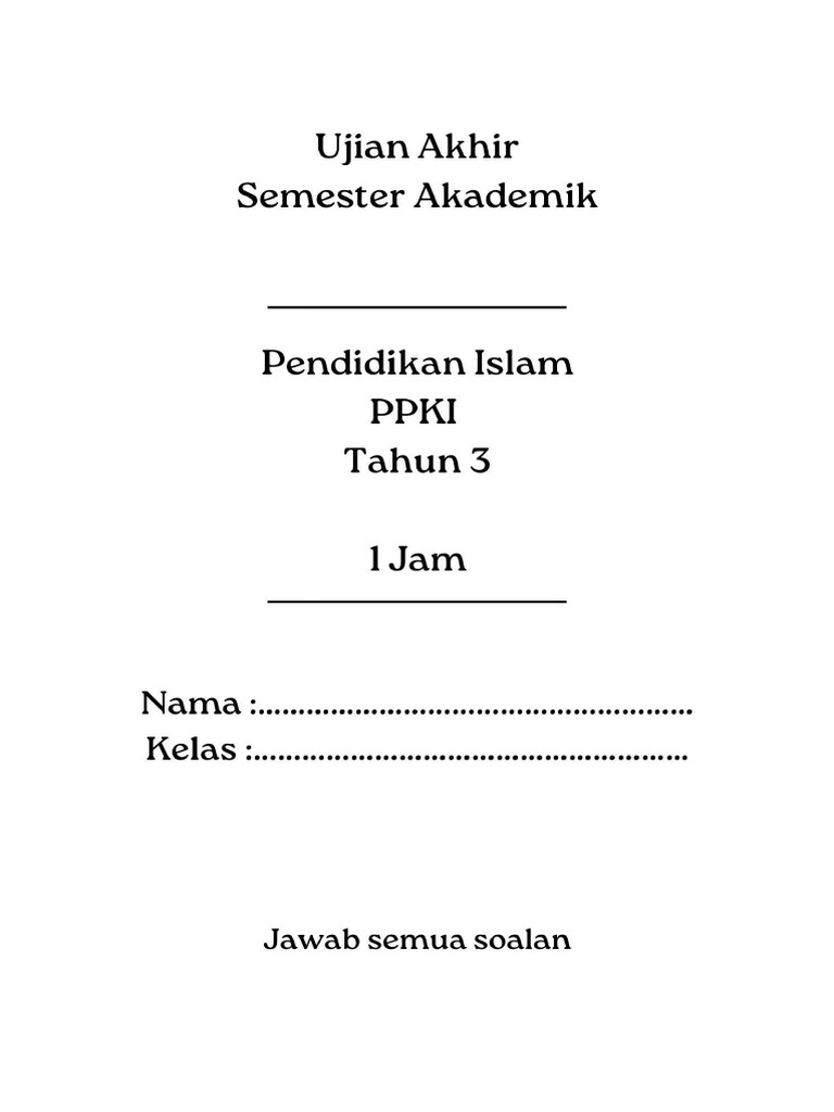 UASA Pendidikan Islam Tahun 3 | PDF