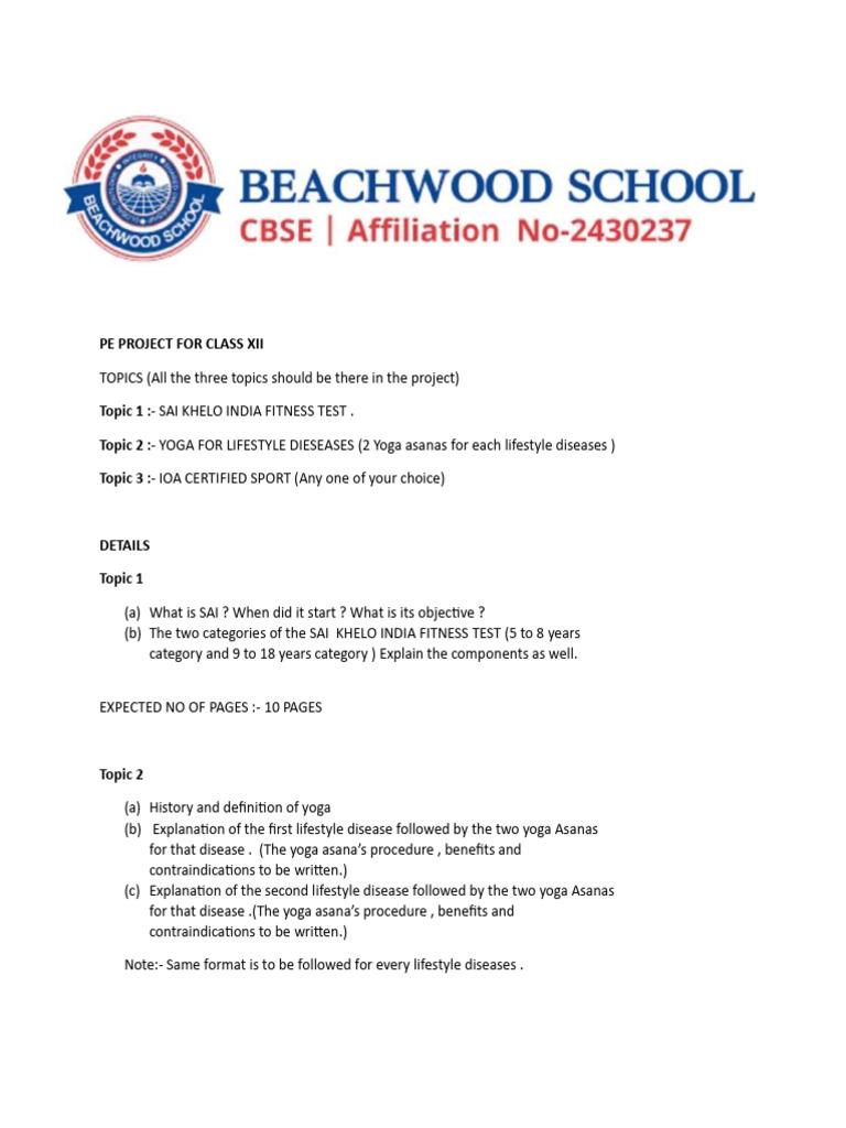 Class 12 Physical Education Project Guide | PDF