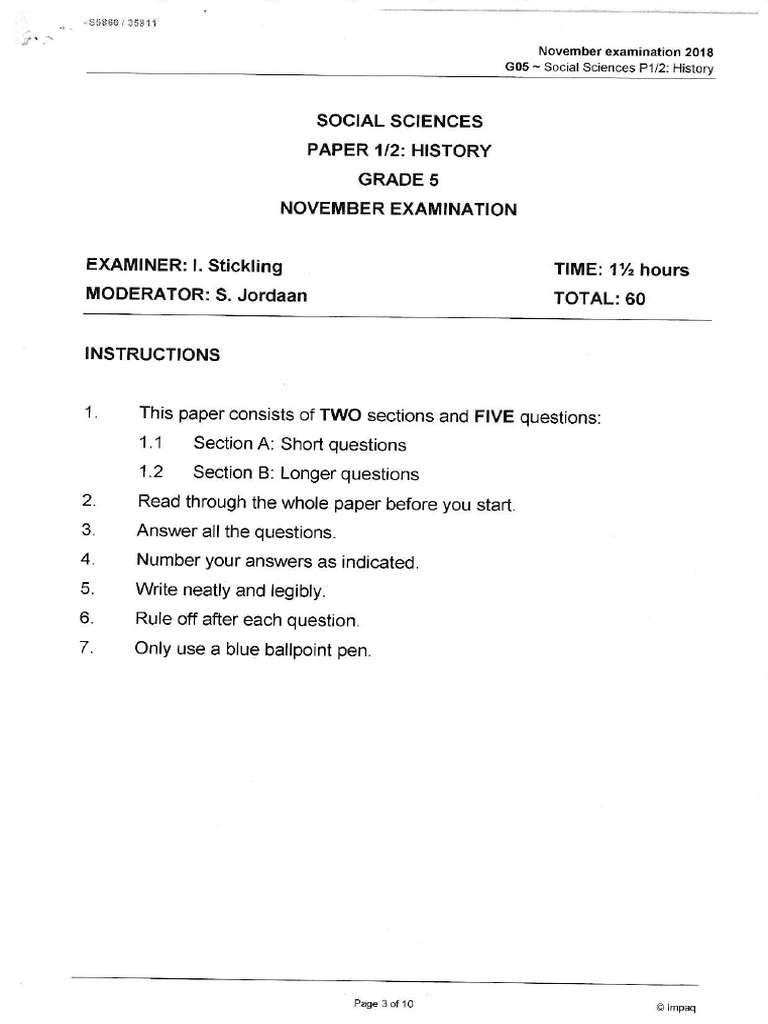 Grade 5 History Exam: Ancient Egypt | PDF | Ancient Egypt