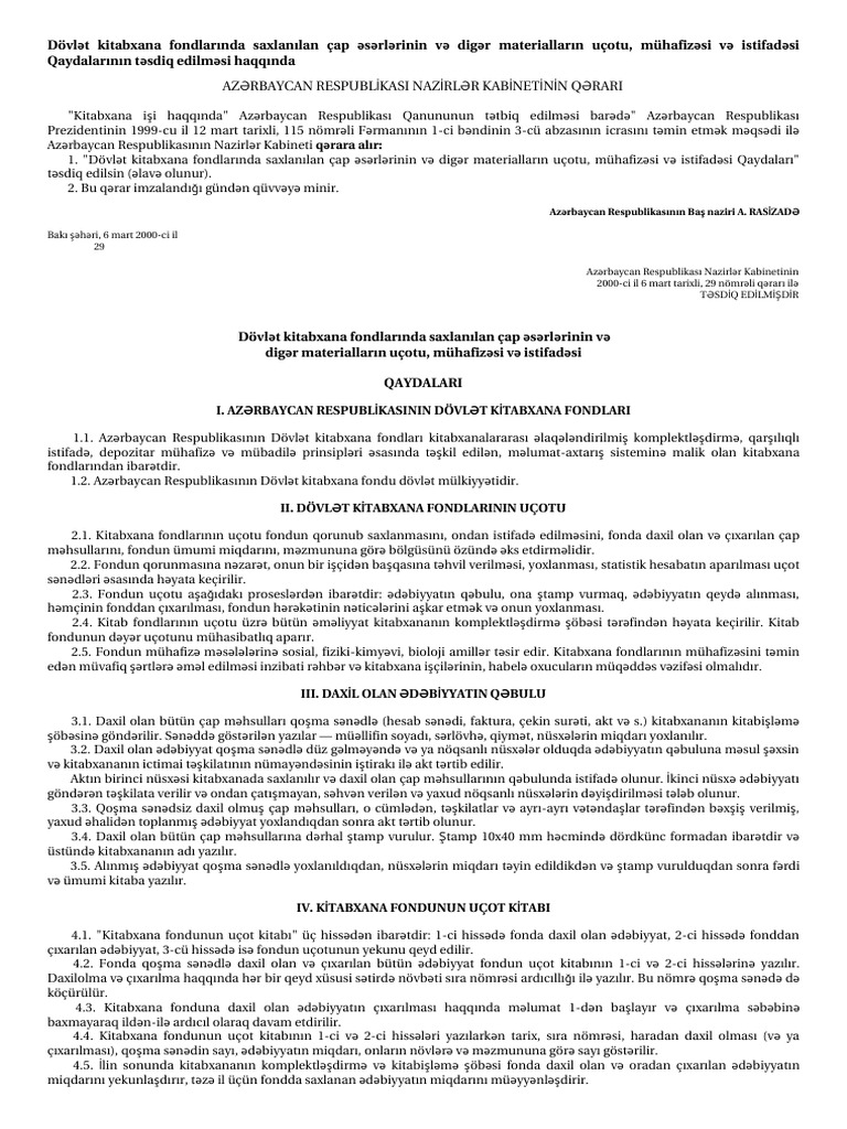 AZ Rbaycan Respubl Kasi Naz RL R Kab NET N NQ Rari | PDF