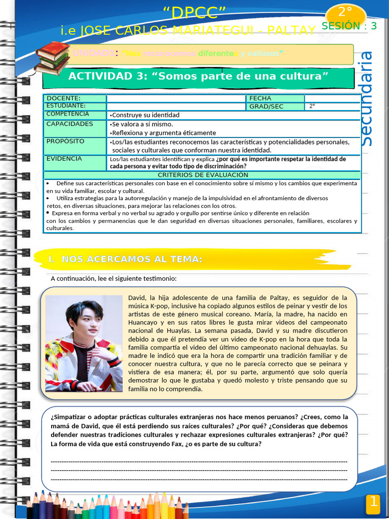 2° DPCC - Actv.03-Uni.1 2023 Imprimir para El Lunes | PDF | Amistad | Perú