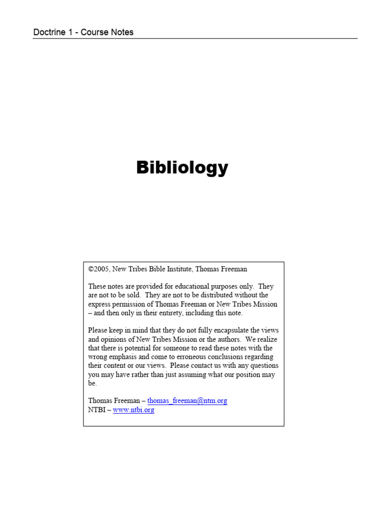 Bibliology Course Notes Overview | PDF | Biblical Inerrancy | Theology
