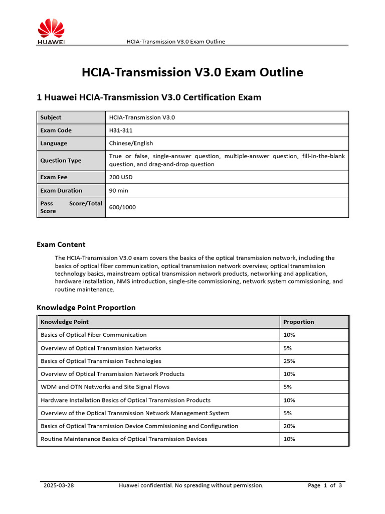 HCIA-Transmission V3.0 Exam Guide | PDF | Fiber Optic Communication ...