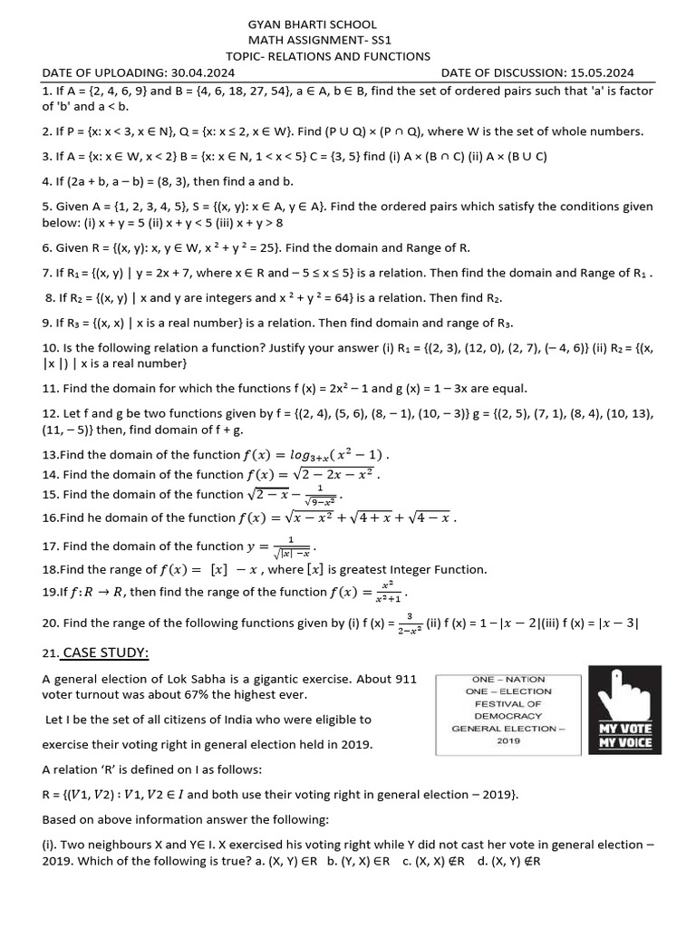 Maths-Relations & Functions | PDF | Elections | Function (Mathematics)