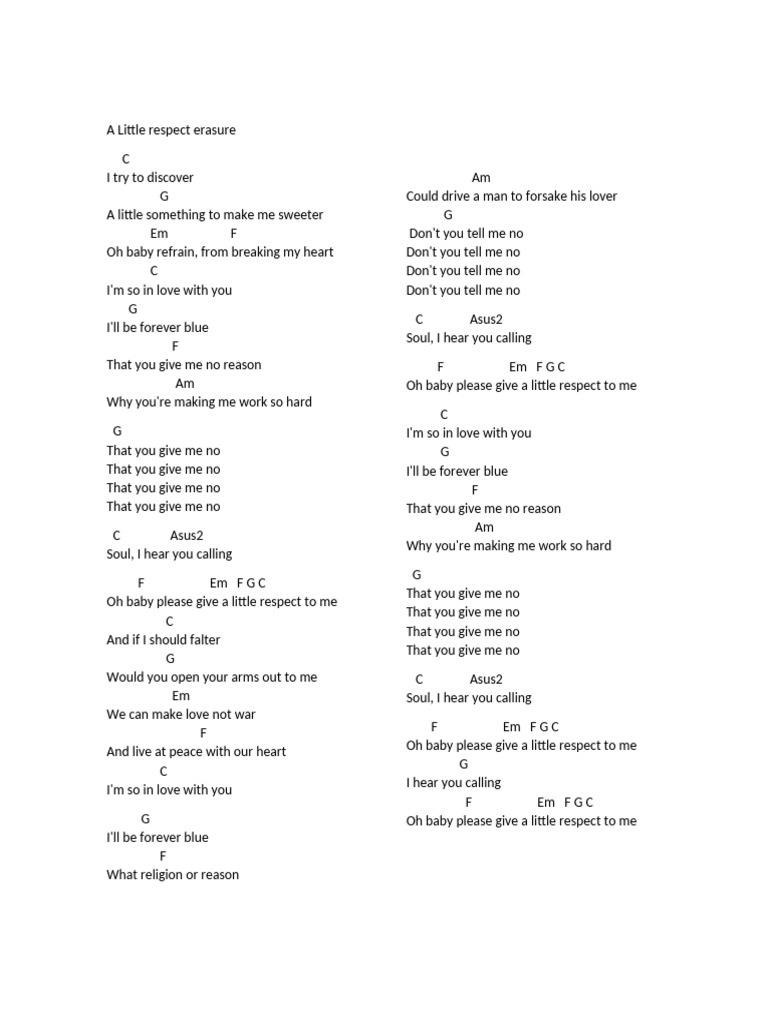 A Little Respect Erasure | PDF | Songs Written