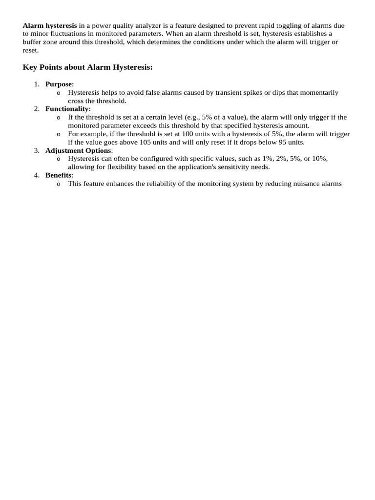 Understanding Alarm Hysteresis Features | PDF