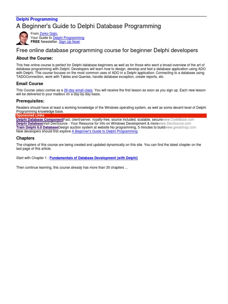 Learn Delphi ADO | PDF | Microsoft Access | Active X Data Objects