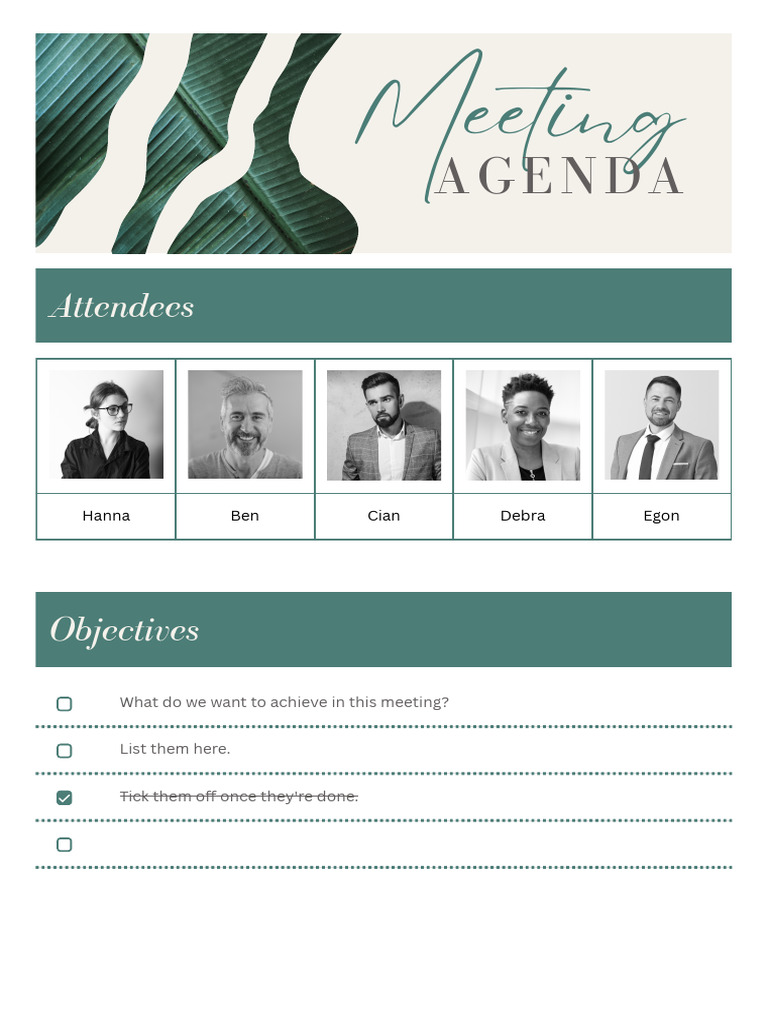 Team Meeting Agenda and Action Items | PDF