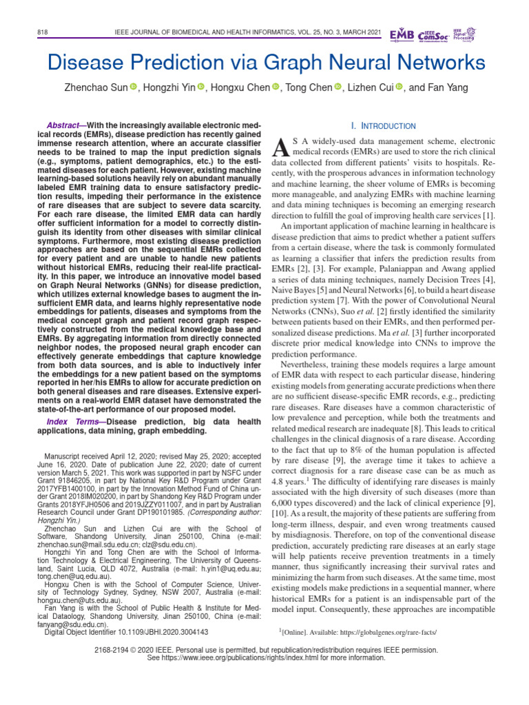 Disease - Prediction - Via - Graph - Neural - Networks - KodVar | PDF | Electronic Health Record ...