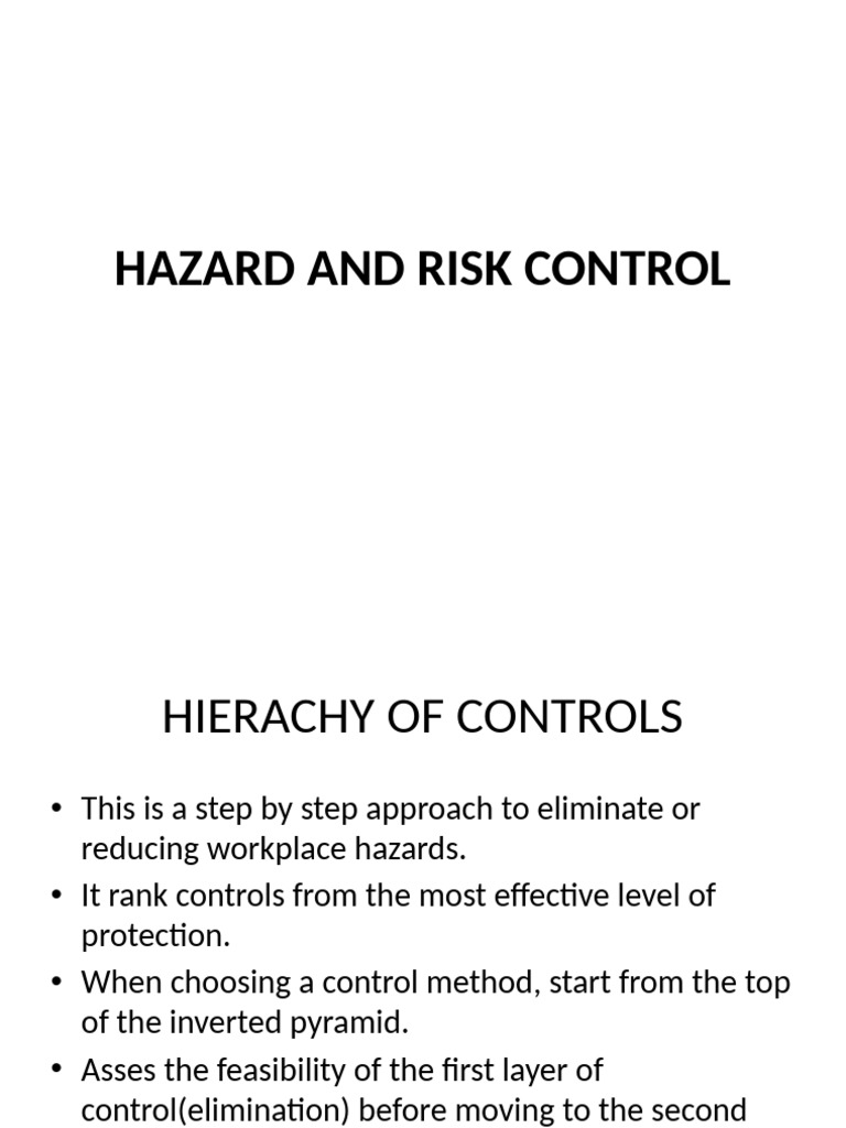 Hazard Control Methods in the Workplace | PDF | Personal Protective ...