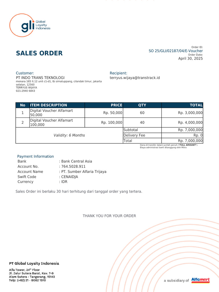 Sales Order SO 25 untuk Alfamart | PDF