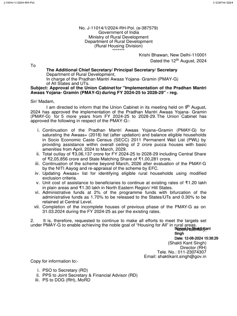 ESigned Letter Dated 12nd August 2024 To The States and UTs-1 | PDF ...