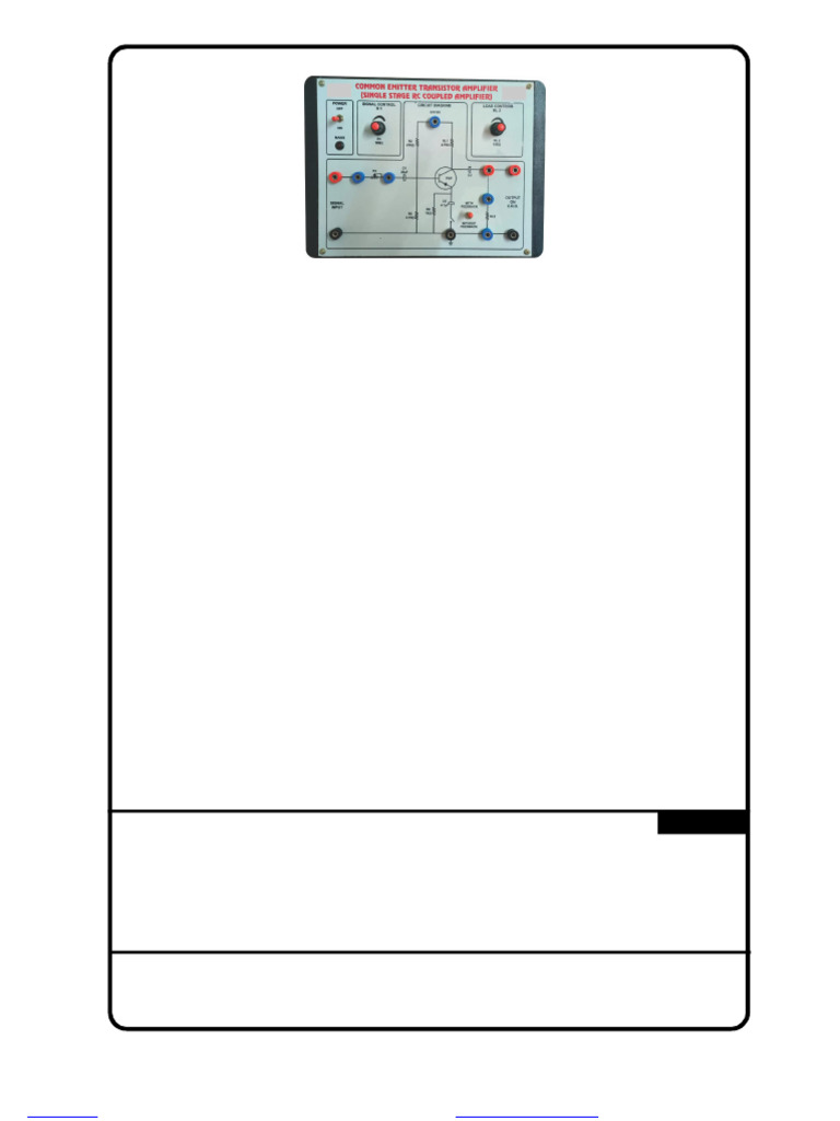 Common Emitter Transistor Amplifier Trainer | PDF | Amplifier | Electrical Circuits