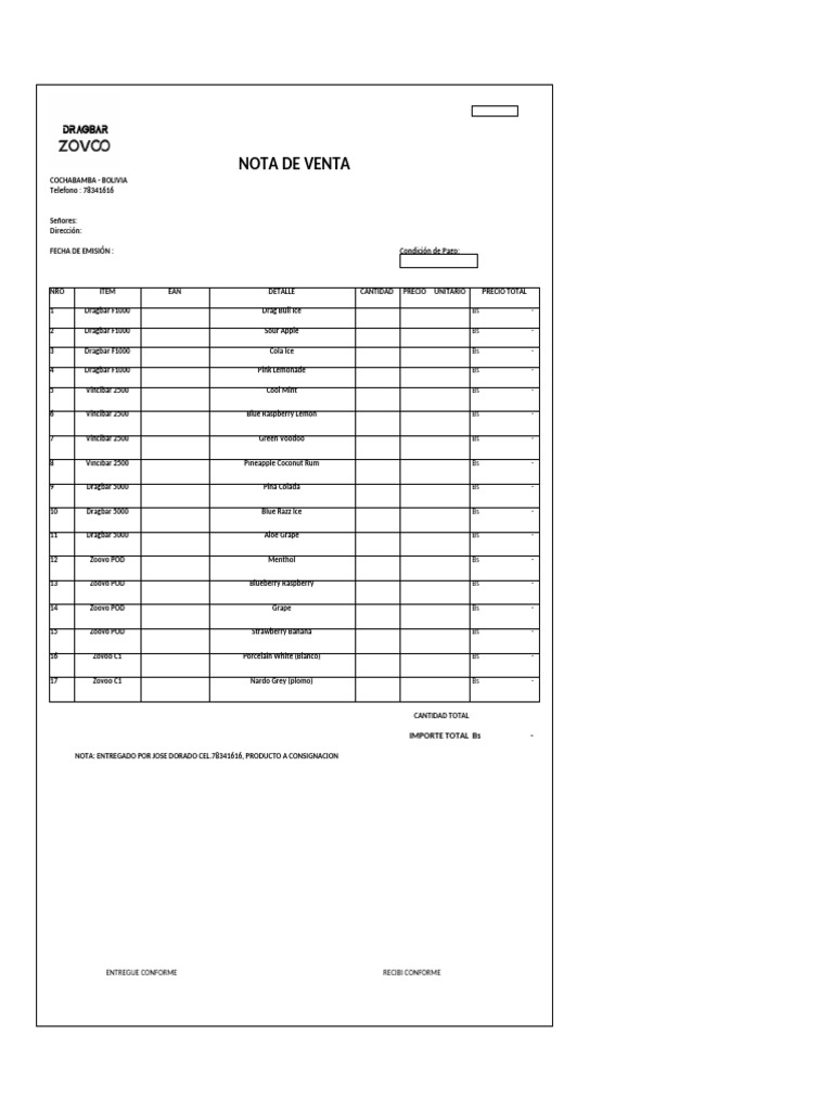 Nota de Venta | PDF