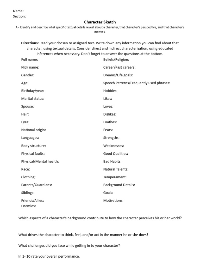 Character Sketch-Prod Eval | PDF | Behavioural Sciences | Cognition