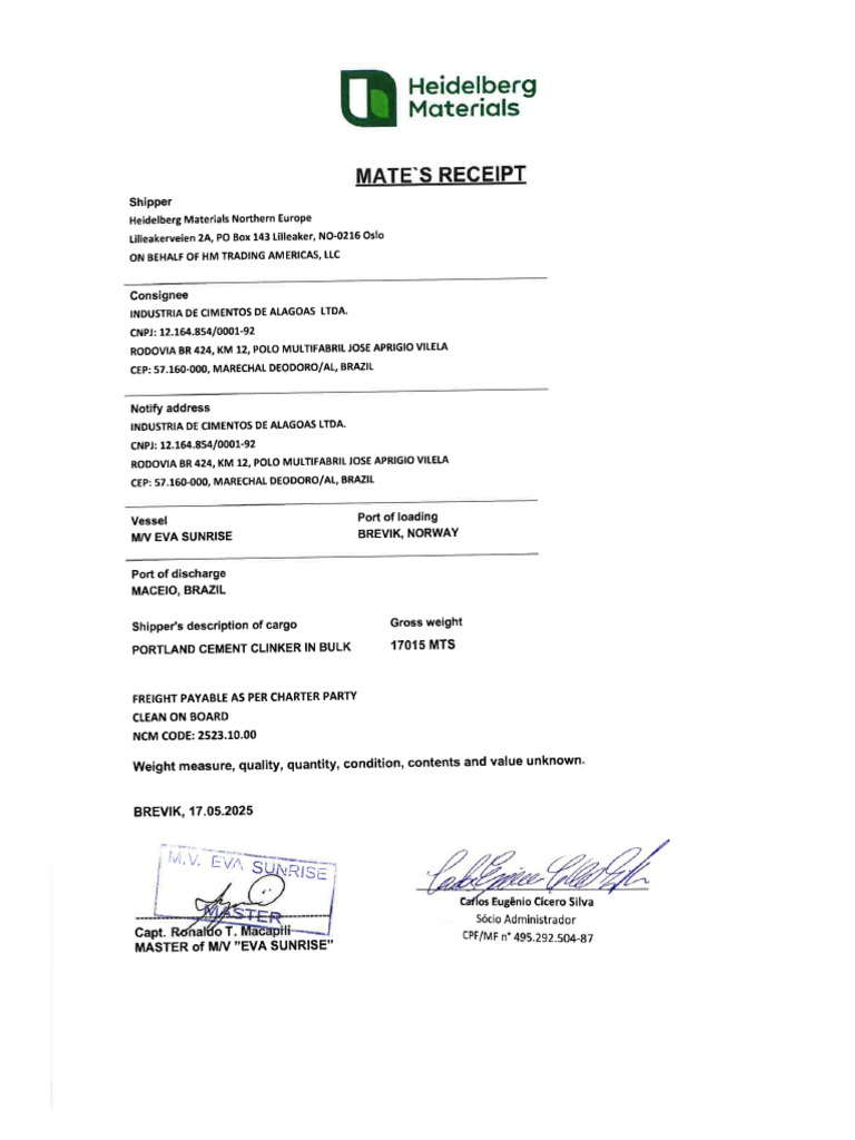 Mate Receipt Alagoas | PDF
