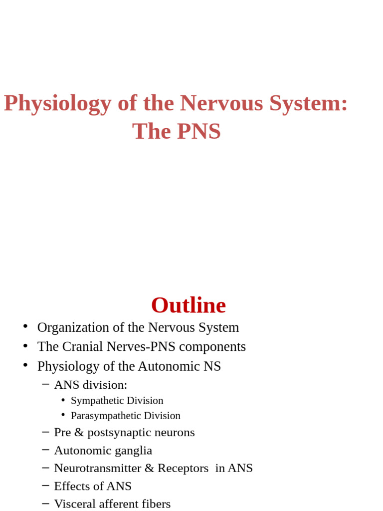 Nervous System Physiology: PNS Overview | PDF | Autonomic Nervous ...