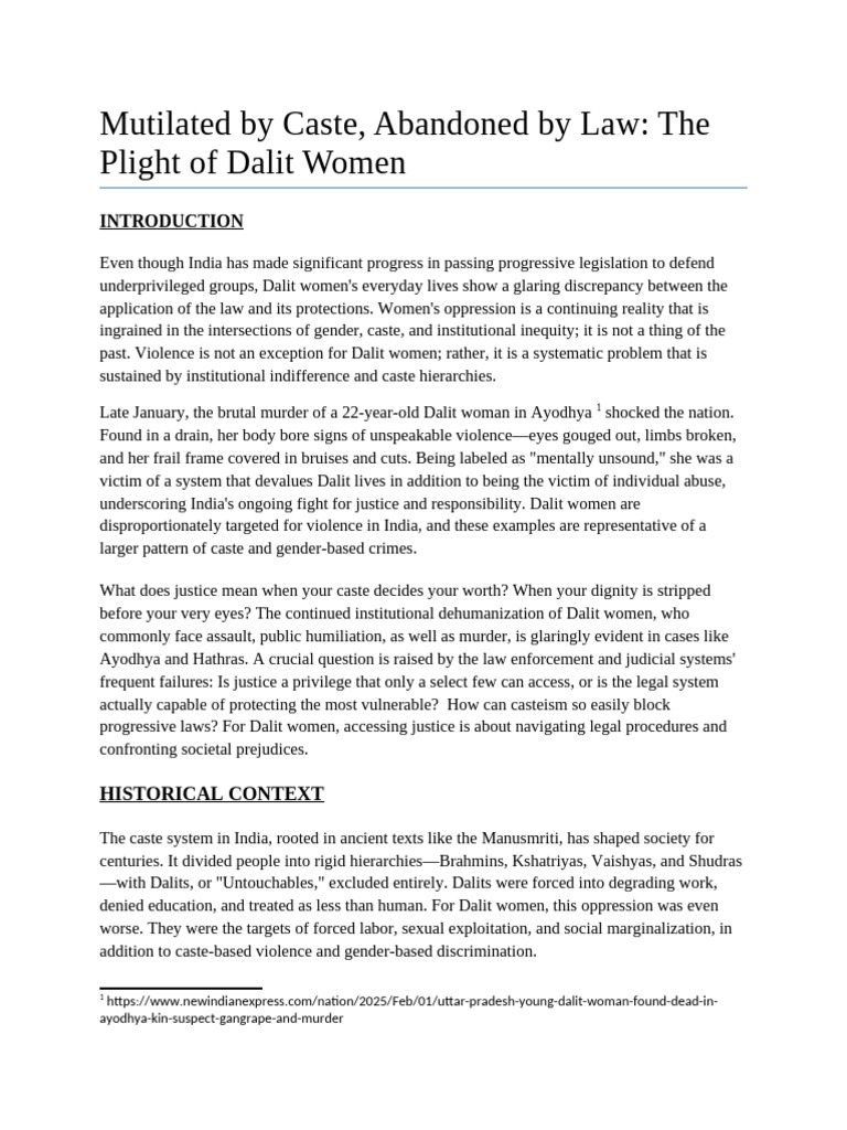 The Plight of Dalit Women | PDF | Dalit | Caste