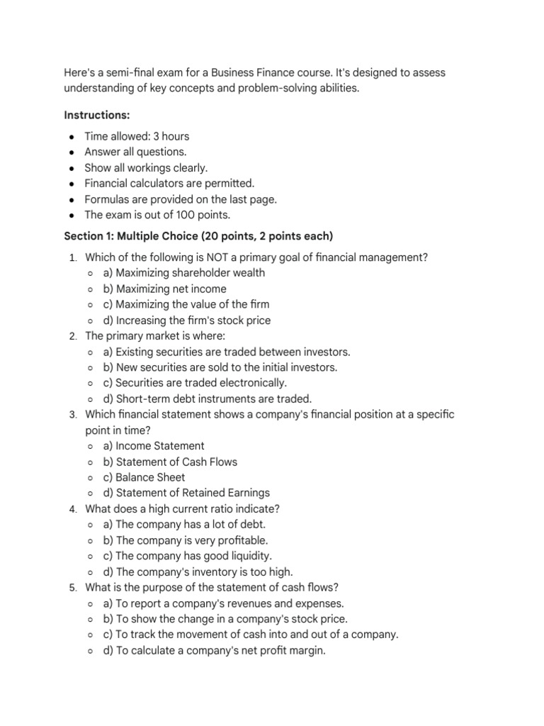 Business Finance Semi-Final Exam Guide | PDF | Internal Rate Of Return ...