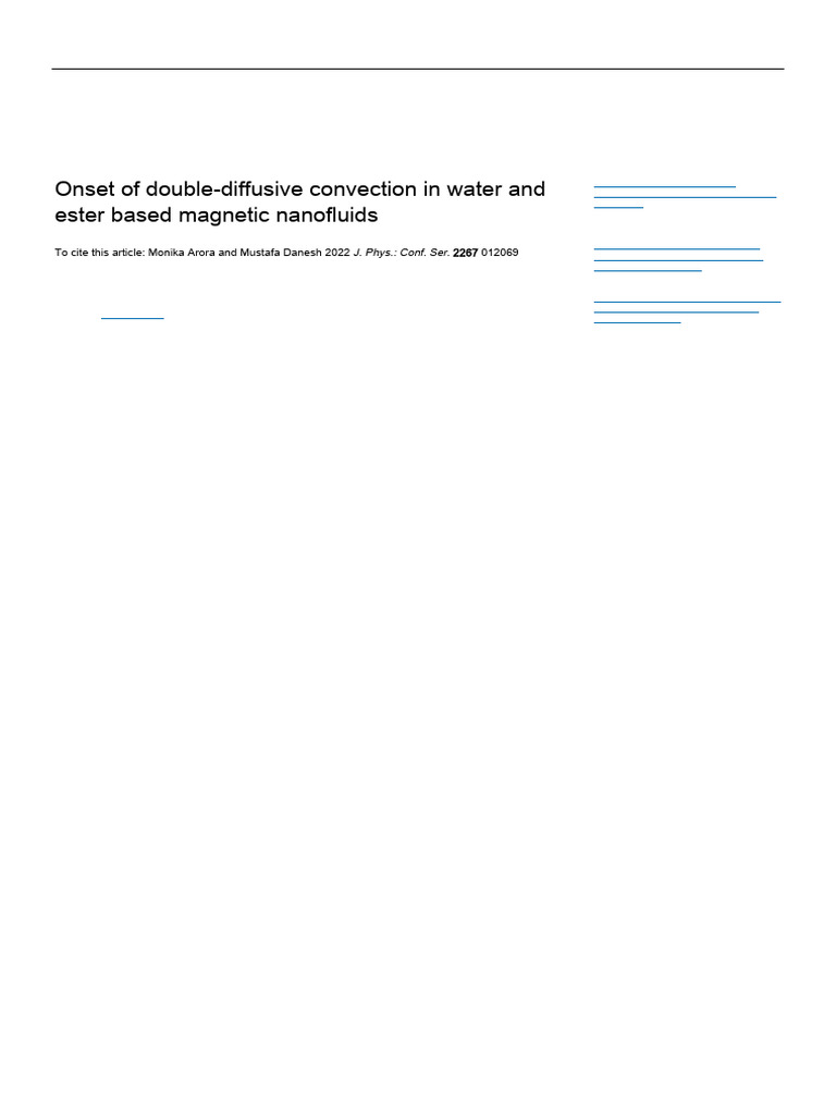 Onset of Double-Diffusive Convection in Water and | PDF | Convection | Physics