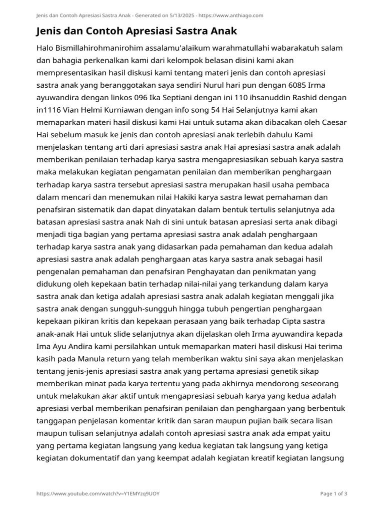 Jenis Dan Contoh Apresiasi Sas-13-05-2025 | PDF