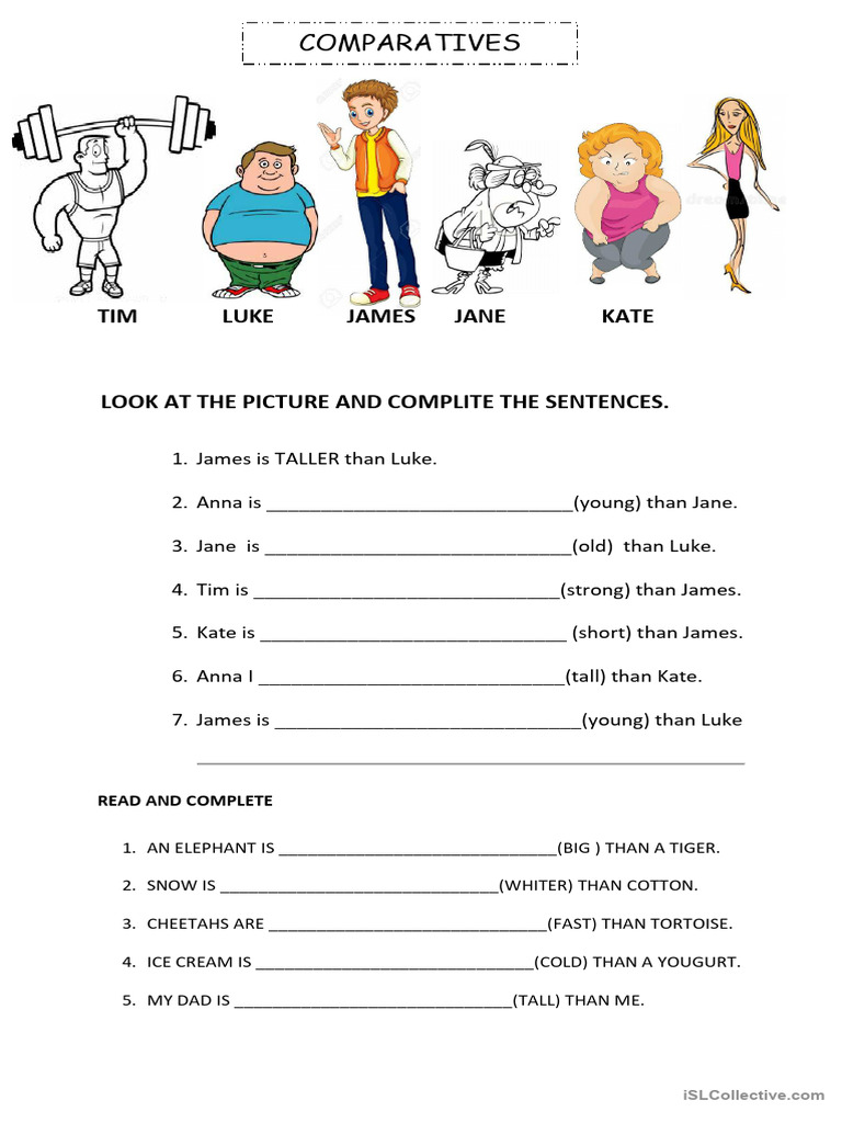 Comparative Adjectives Exercises | PDF