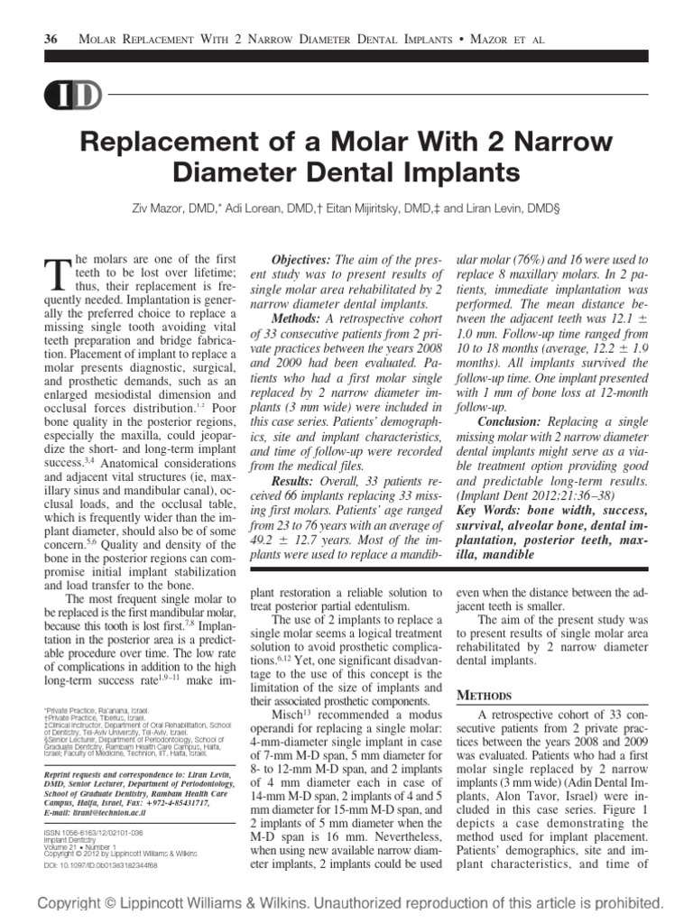 Replacement of Molar With Two NP Implants - 250413 - 103631 | PDF ...
