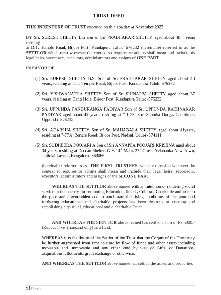 Deed of Trust-Ss-1-Final | PDF | Expense | Indemnity