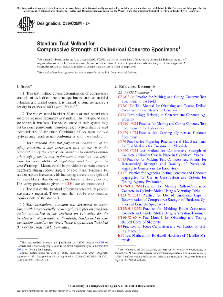 Astm C39 C39M 24 | PDF