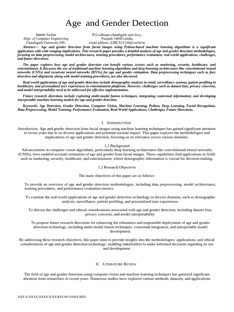 Research Paper Age and Gender Detection | PDF | Deep Learning | Machine ...