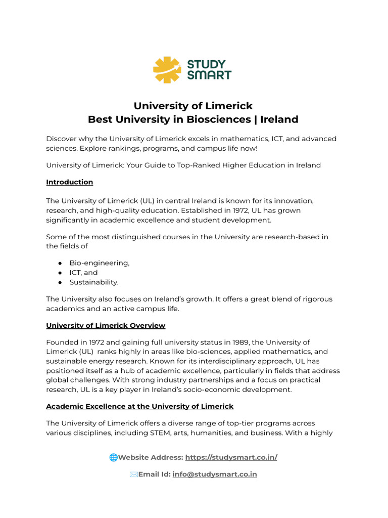 University of Limerick: Top Biosciences Hub | PDF | University | Science