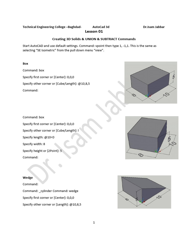 AutoCad3d Dr.isam 1 | PDF