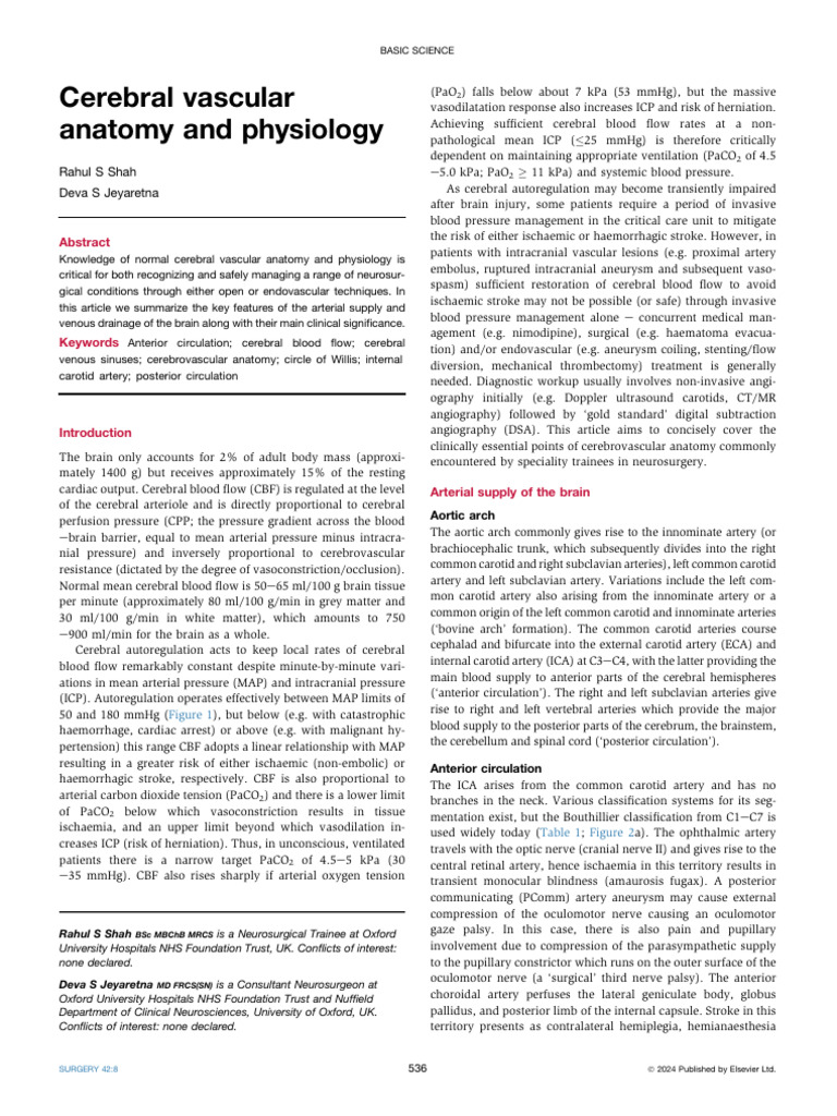 Cerebral Vascular Anatomy Overview | PDF | Vein | Cardiovascular System