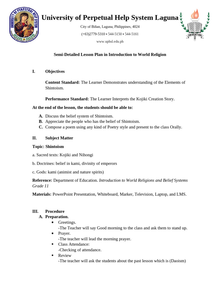Shintoism Lesson Plan for Students | PDF | Shinto | Religious Belief ...