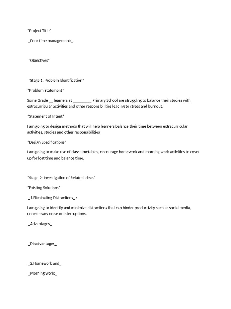 Project Poor Time Management | PDF